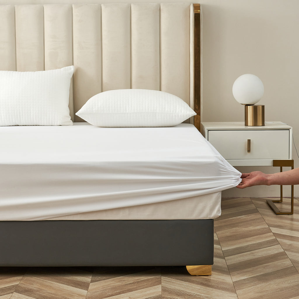 Emperor Fitted Sheet 100% Cotton White Extra Deep 16" Depth 400 Tc ...